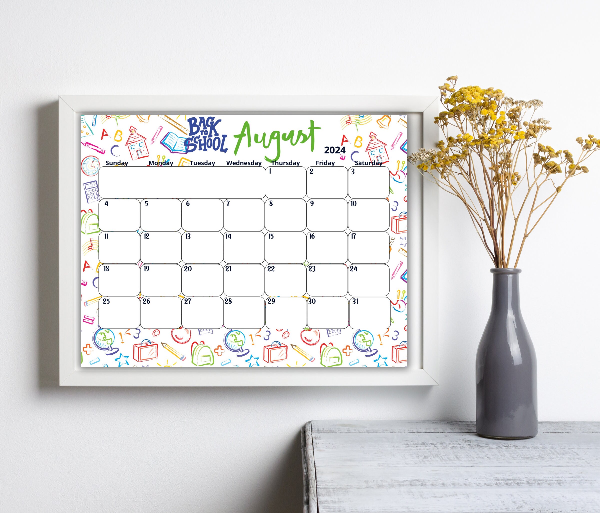 Editable August 2024 Calendar-back to School Planner-2024 Printable ...