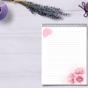 Watercolor Pink Flower Printable Stationery-hearts Love Letter Set ...