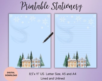 Christmas Stationery, Holiday Templates, Snowflakes Printable Writing ...