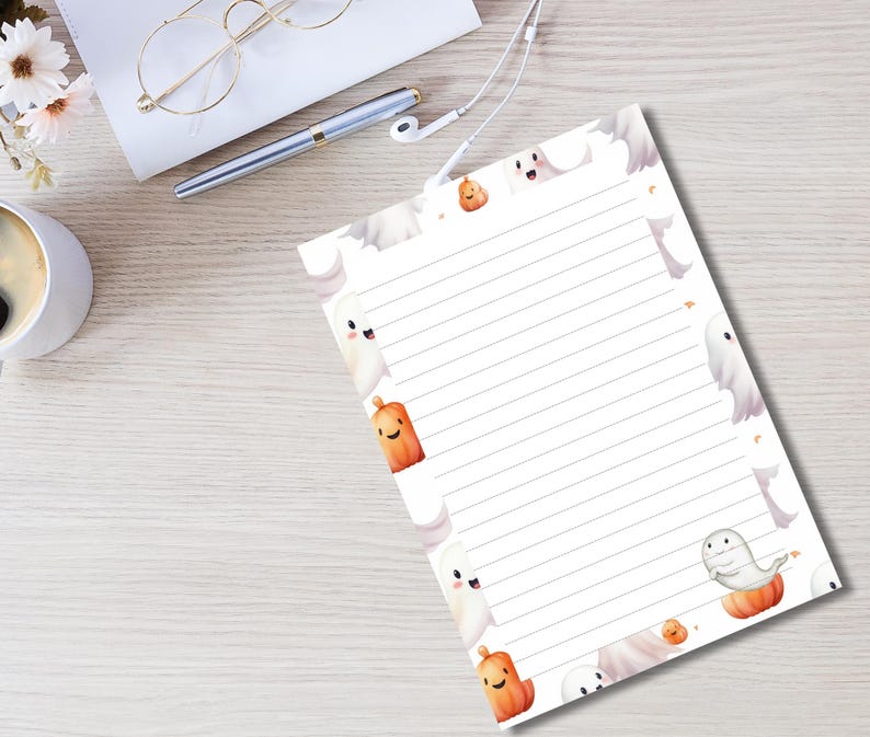 Cute Ghosts and Pumpkin,cute Notepaper,autumn Printable Stationery ...