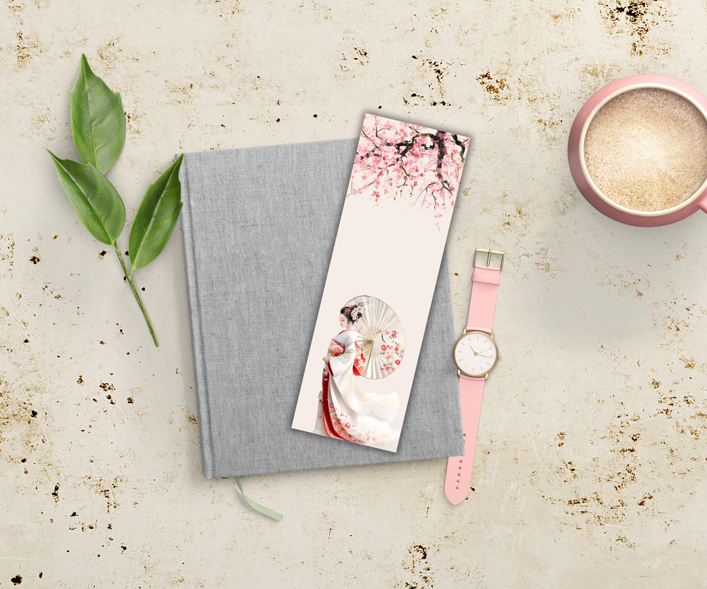 Sakura and Japanese Girl PRINTABLE Bookmark Set-sakura Bookmark-book ...
