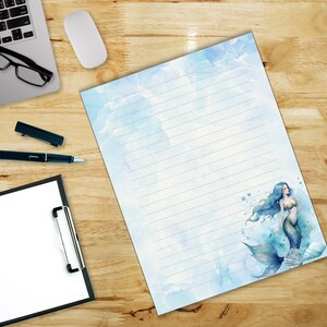 Watercolor Mermaid Printable Stationery-marine Writing Paper Set A4/A5 ...