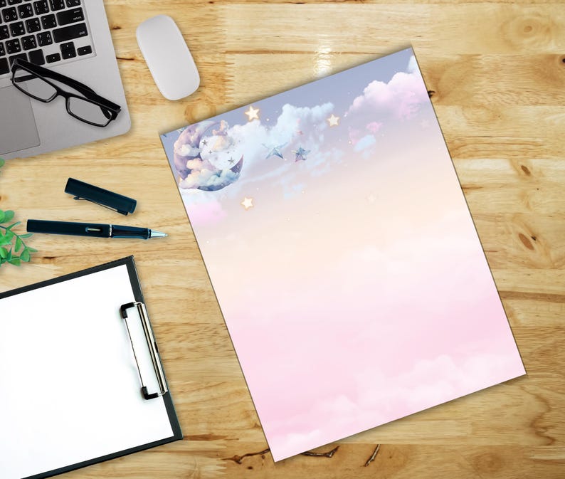 Moon and Stars Printable Stationery-writing Paper Set Unlined Lined A5 ...