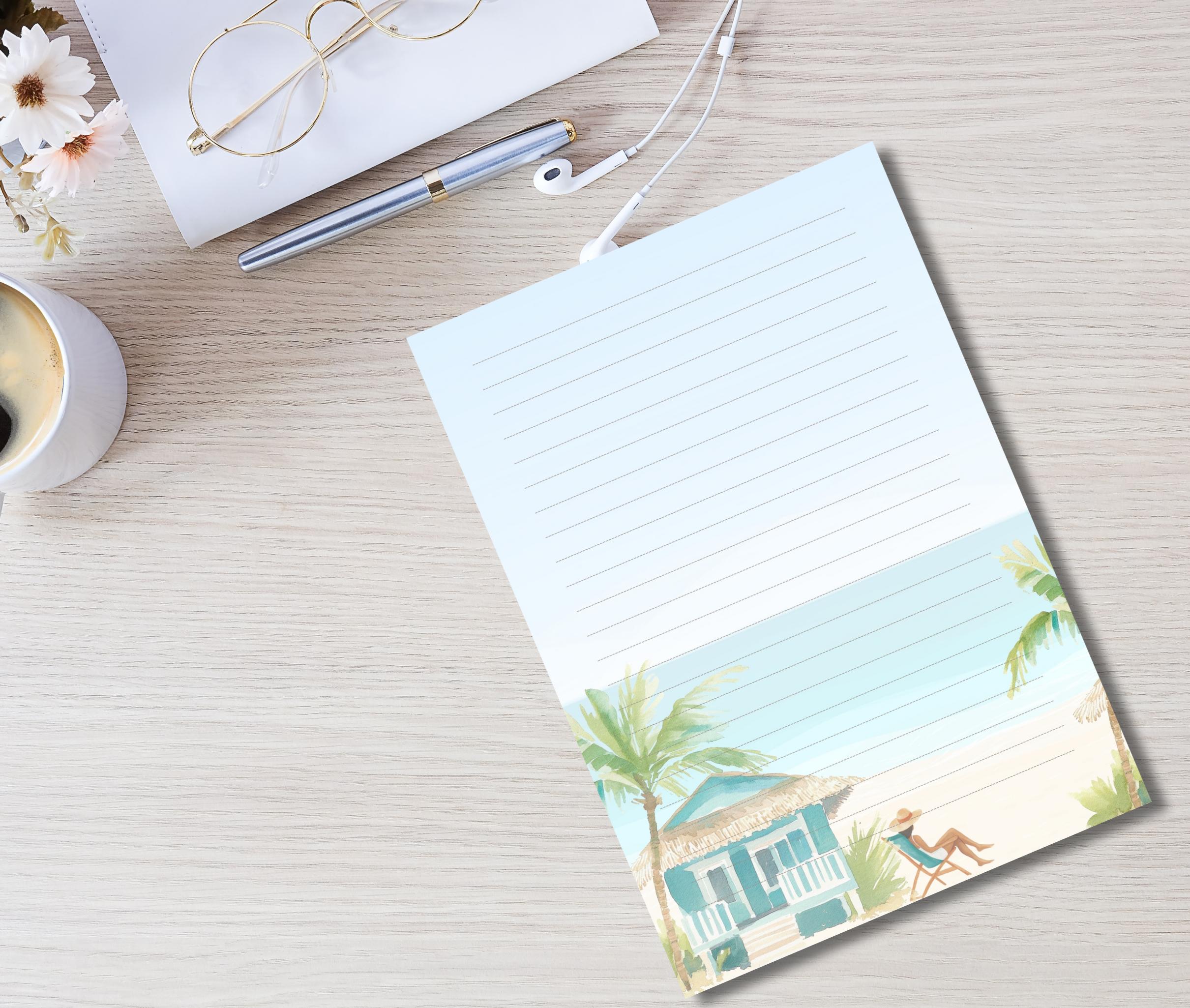 House on the Beach Stationery Set-ocean Writing Paper Unlined Lined A4 ...