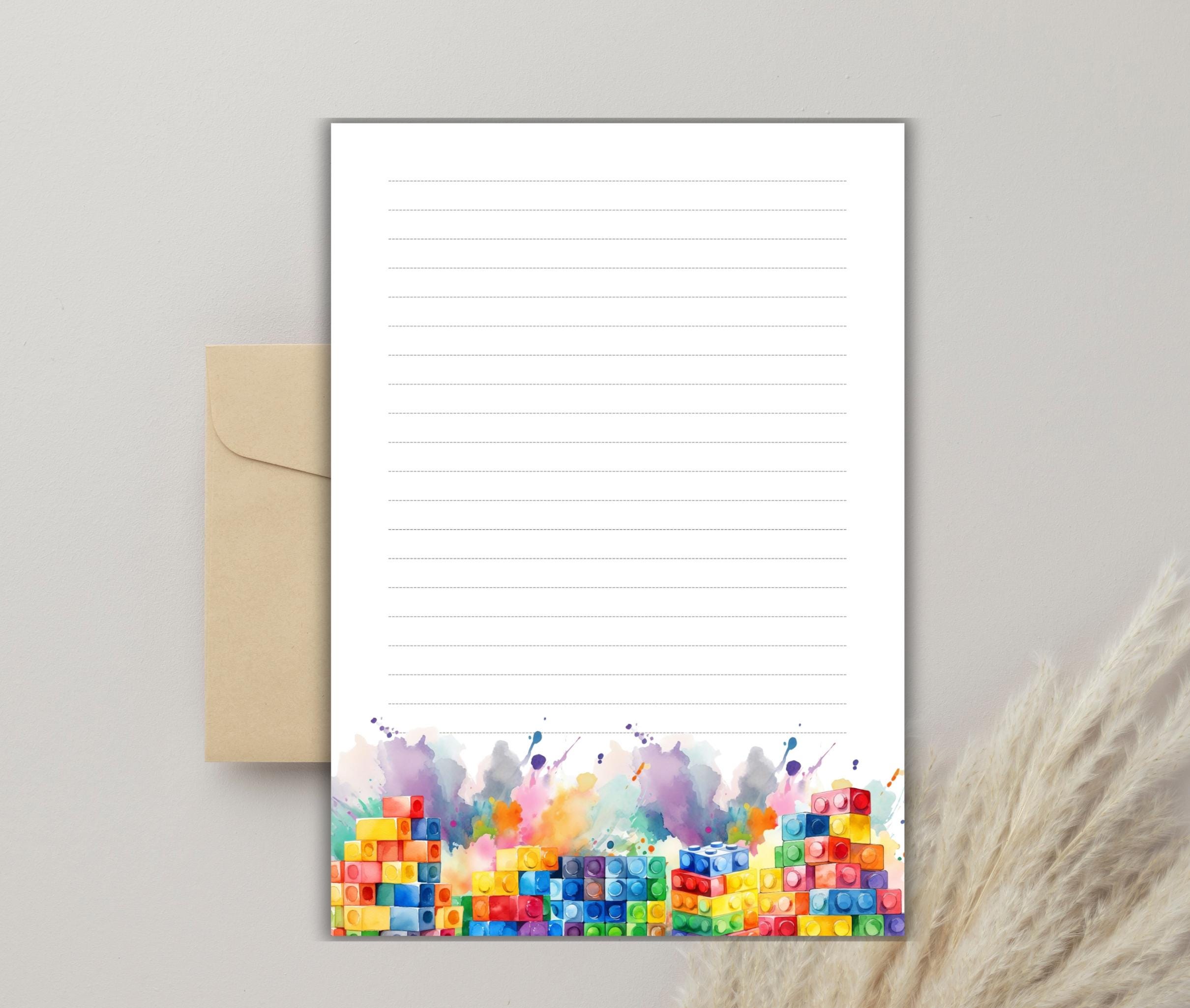 Colorful Blocks Printable Stationery-writing Paper Unlined Lined A5/A4 ...
