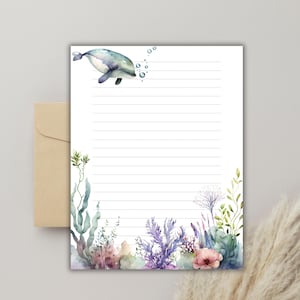 Marine Printable Stationery-whale Stationery-ocean Writing Set ...