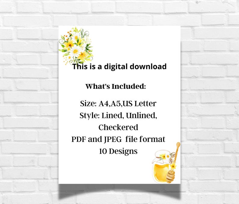 Bee With Flower Printable Stationery-bee Honey Writing Paper Unlined ...