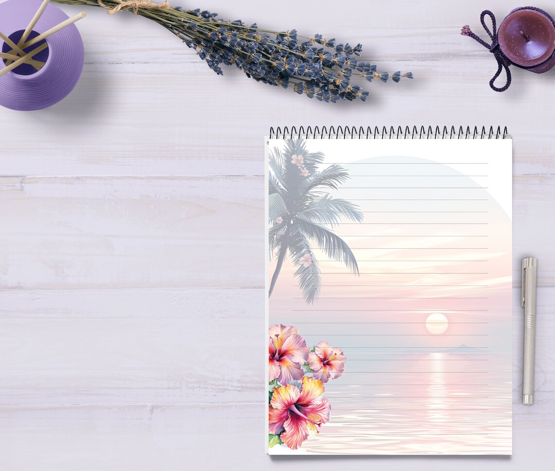 Hawaiian Flower Writing Paper Set - Printable Stationery Set Unlined ...