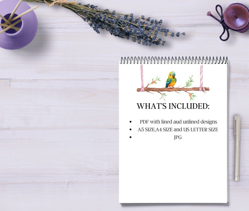 Parrot Printable Stationery-birds Stationary-watercolor Birds Writing ...