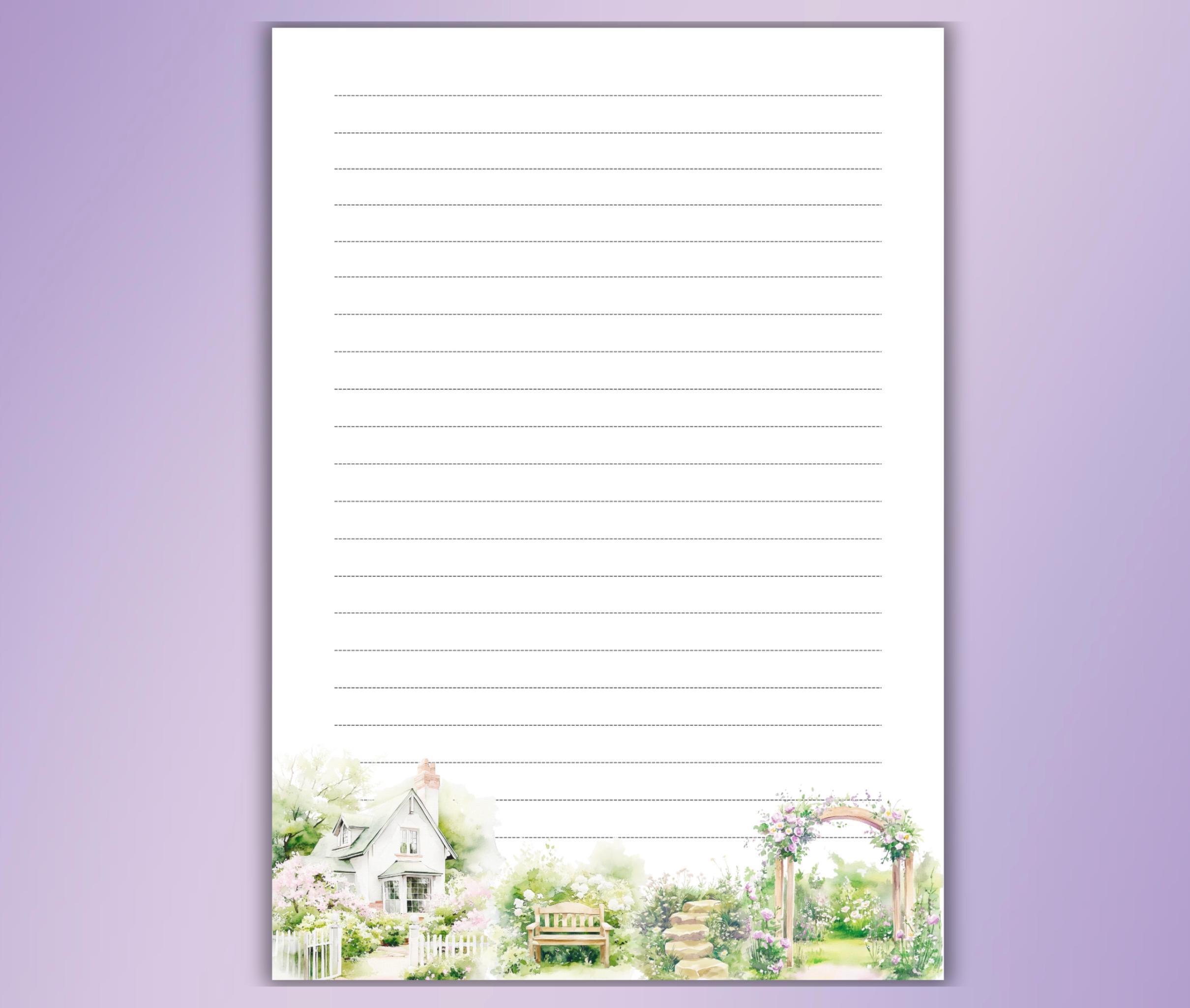 Summer Landscape Printable Stationery-cottage Writing Paper Lined ...