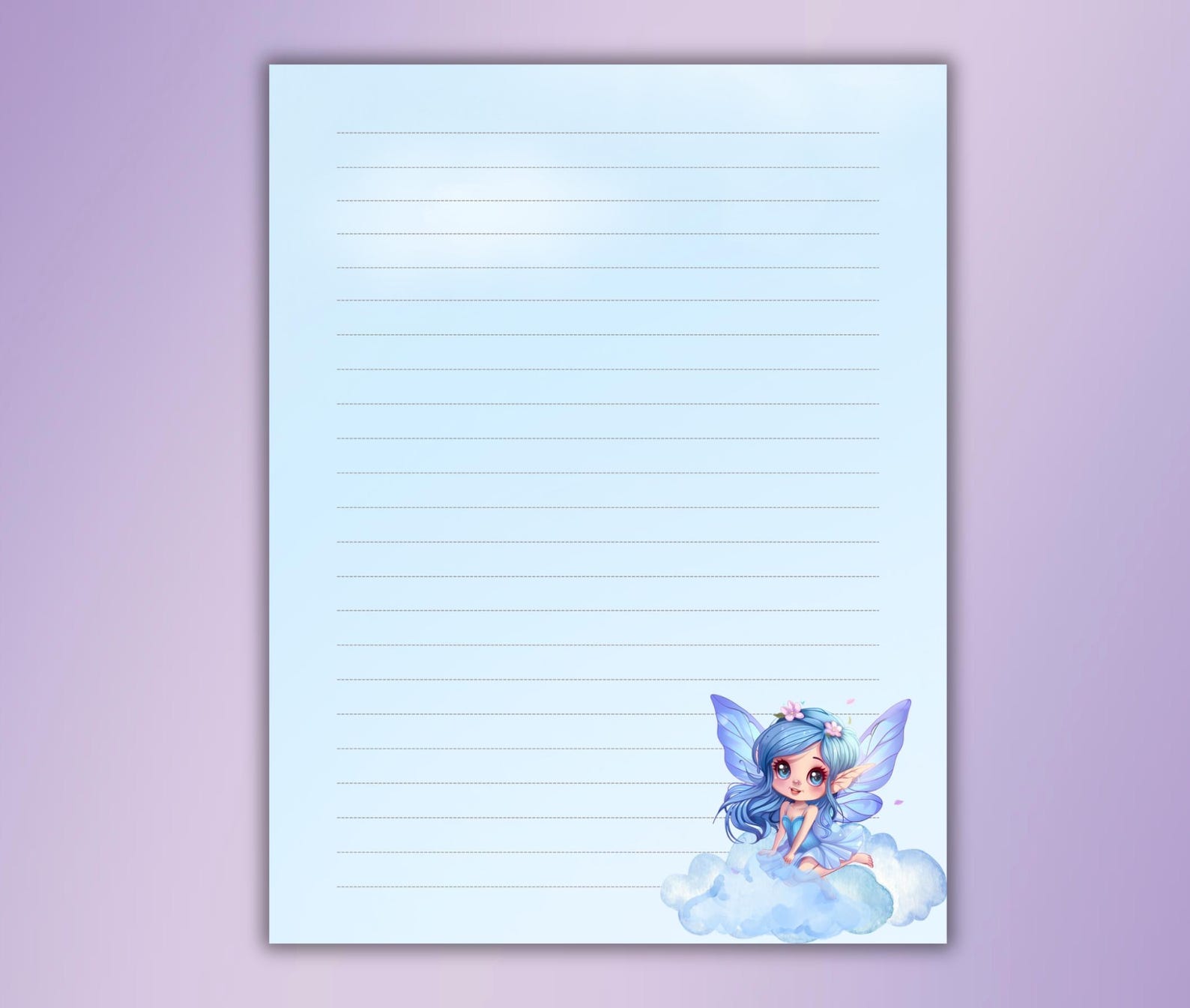Fairy on the Cloud Writing Paper Set Lined Unlined A4/A5/US Letter ...