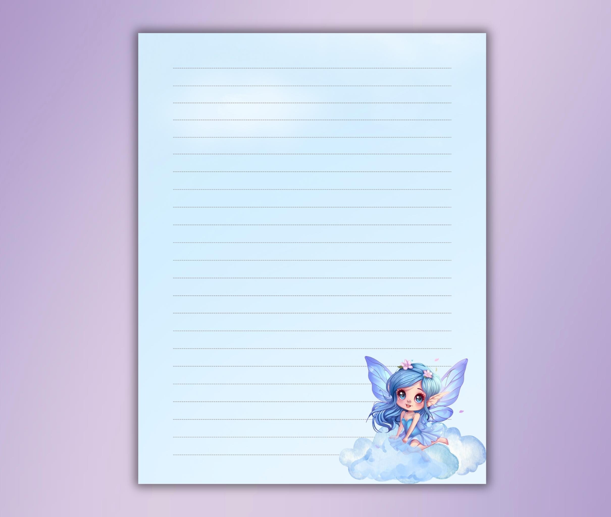 Fairy on the Cloud Writing Paper Set Lined Unlined A4/A5/US Letter ...