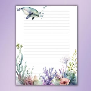 Marine Printable Stationery-whale Stationery-ocean Writing Set ...