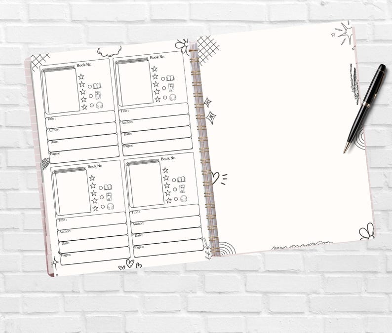 Book Challenge Bullet Journal- Printable Reading Log- Reading Tracker ...