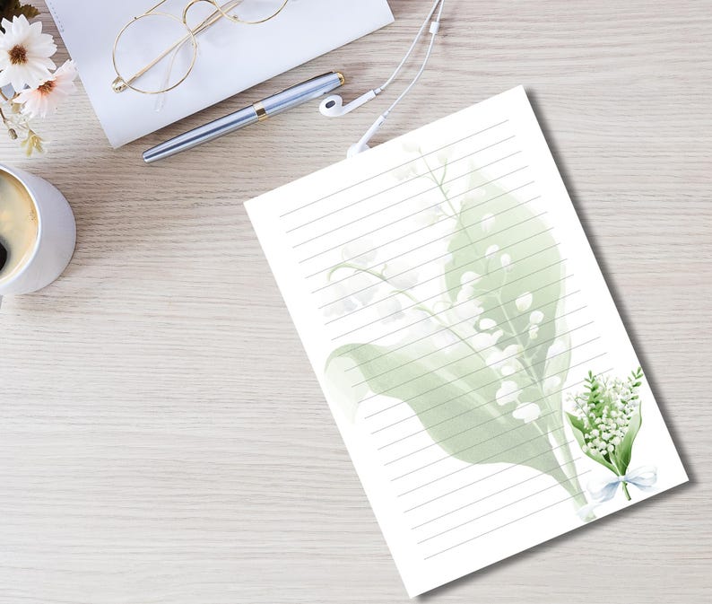 Lilies of the Valley Printable Stationery-spring Flower Writing Set A4 ...