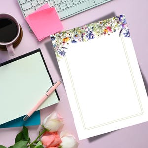Wildflowers Printable Stationery Set-flower Writing Paper Lined,unlined ...
