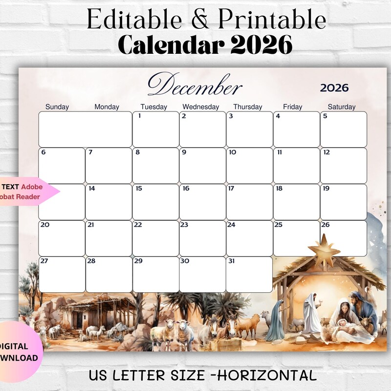 Religious Calendar Template - Etsy
