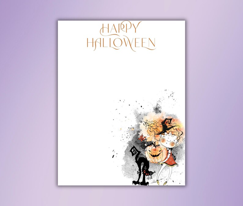 Happy Halloween Printable Stationery, Digital Letter,autumn Printable ...