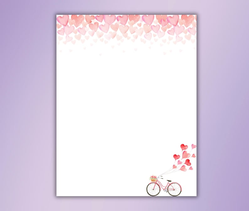 Heart Printable Stationery-love Note Digital Download-valentine's Day ...