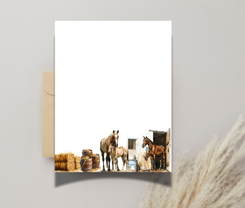 Horses in the Stable Printable Stationery-cute Horse Writing Printable ...
