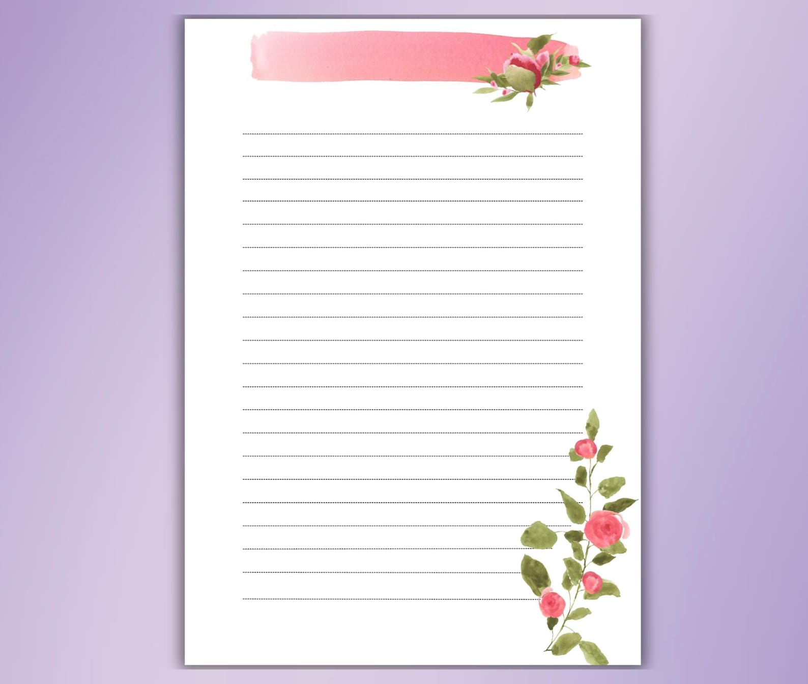 Rose Writing Set,flower Printable Stationery,floral Writing Paper ...