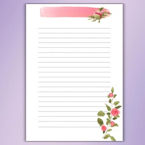 Rose Writing Set,flower Printable Stationery,floral Writing Paper ...