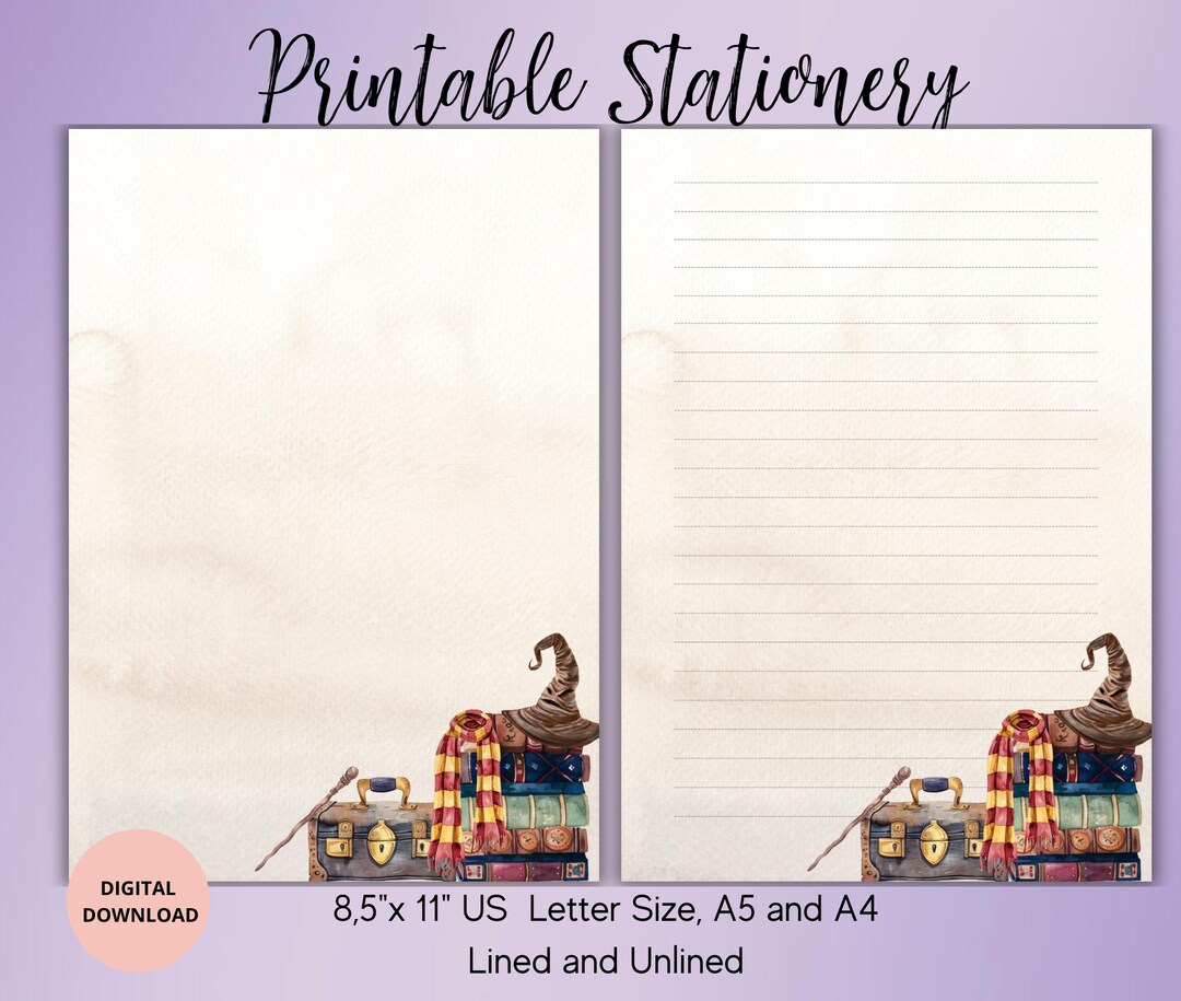 Wizard Printable Stationary-magic School Writing Paper A4/A5/US Letter ...