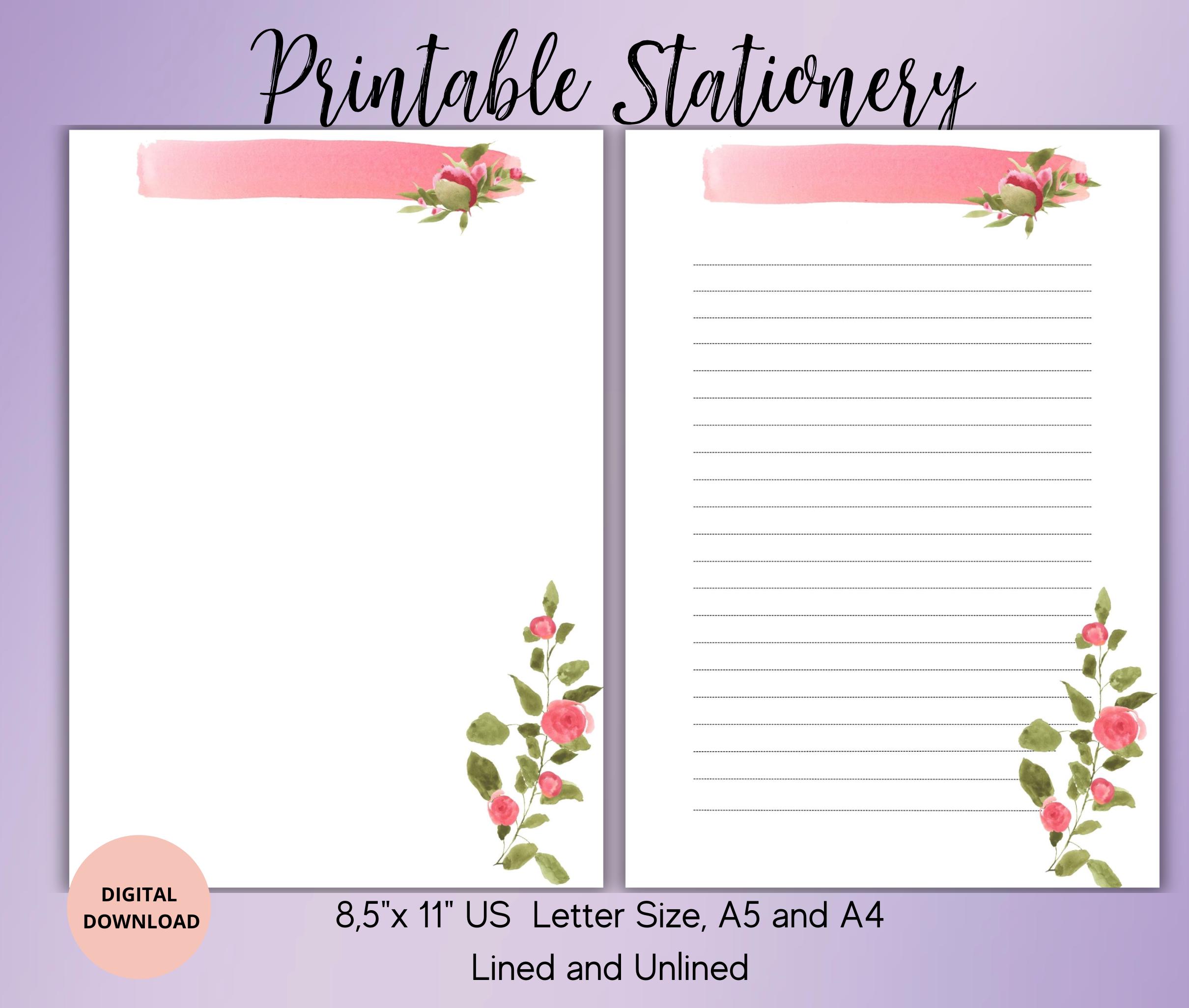 Rose Writing Set,flower Printable Stationery,floral Writing Paper ...