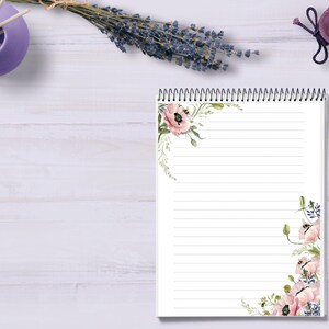 Poppies Printable Stationery-flower Writing Paper Set Unlined Lined A5 ...