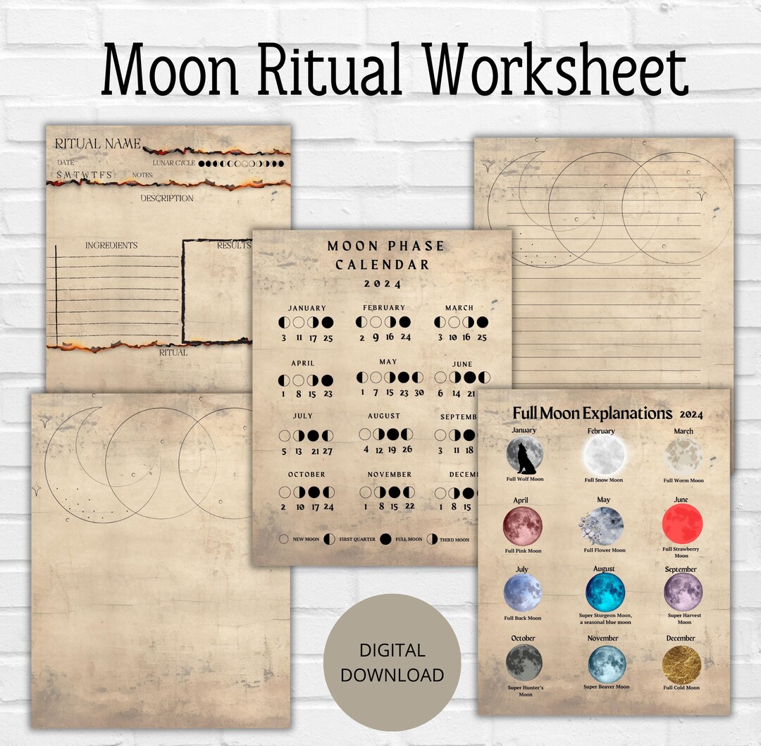 2024 Moon Journal/ritual Worksheet Moon Planner Manifestations 2024 ...