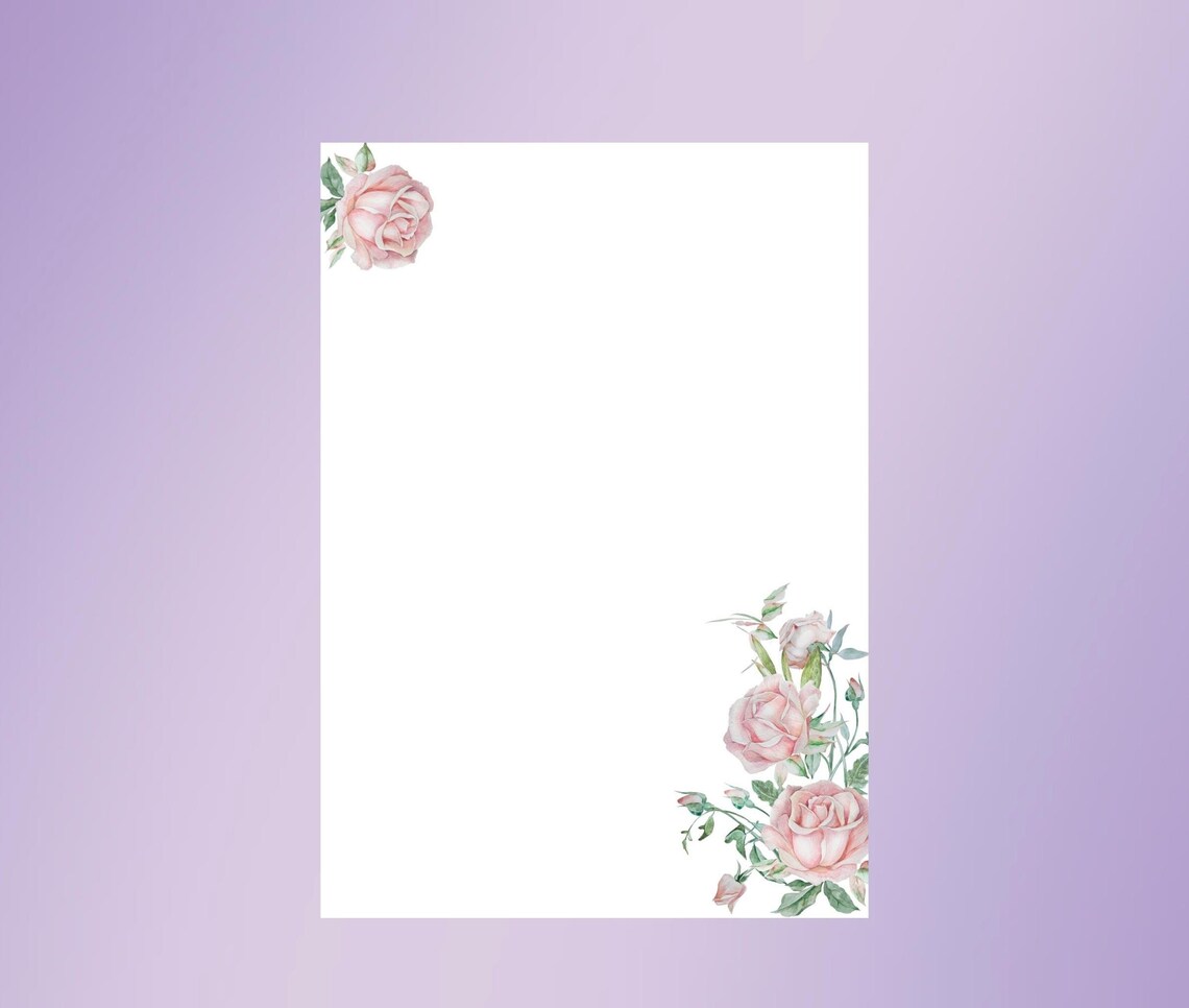 Vintage Rose Printable Stationery,digital Download,printable Writing ...