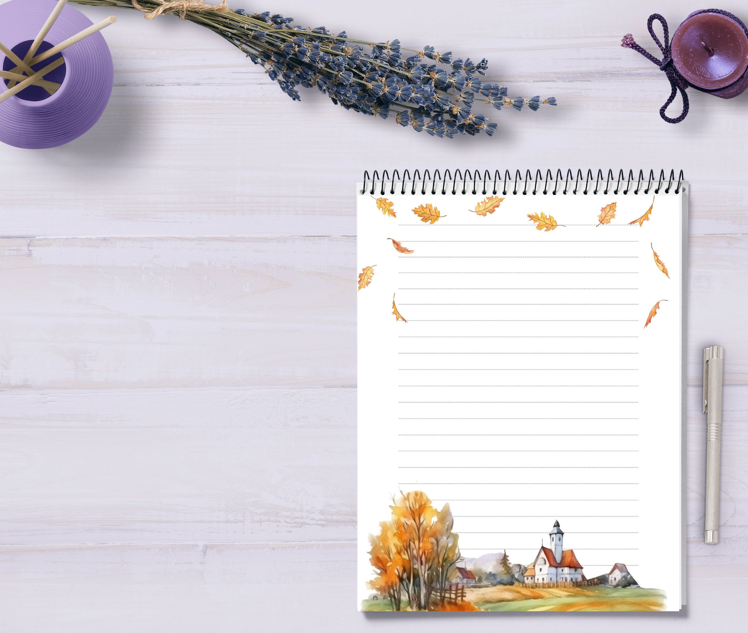 Autumn Printable Stationery,fall Leaves Digital Letter,stationary ...