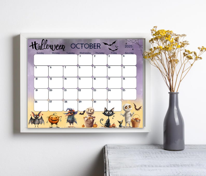 Editable October 2025 Calendar-halloween 2025 Planner-cute Spooky ...