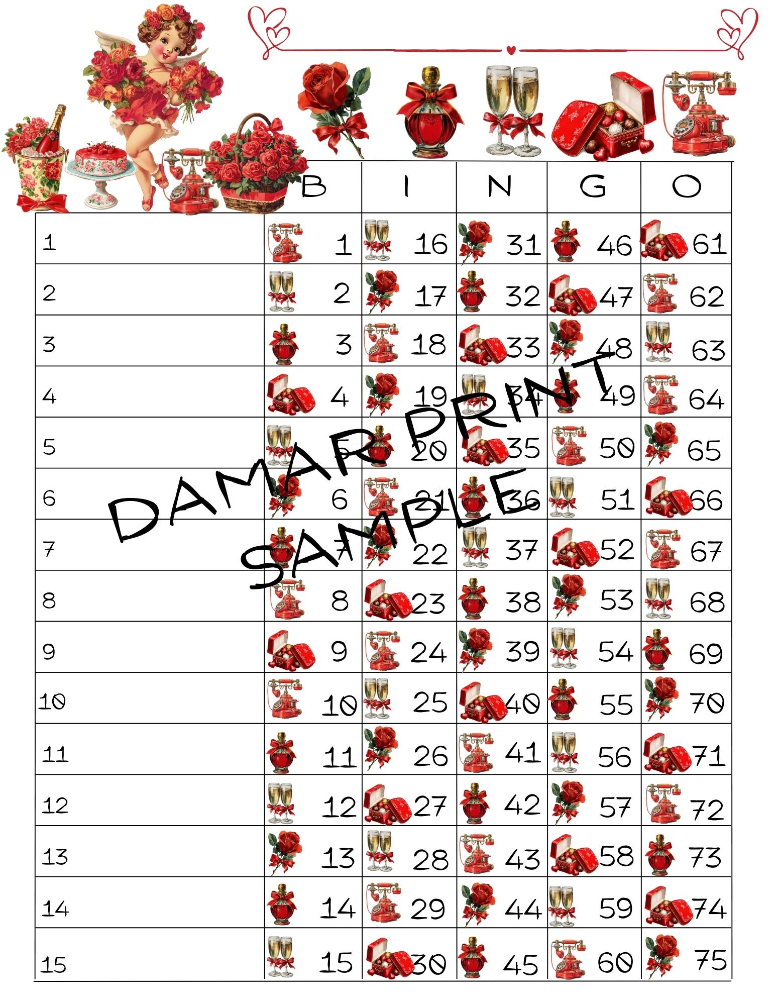Valentine's Day Printable Bingo Boards-instant Download-valentine's Day ...
