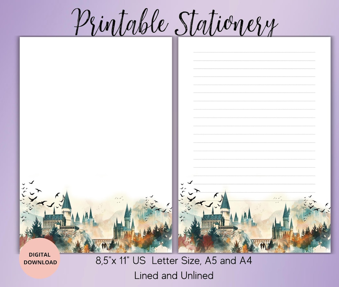 Castle Printable Stationery-digital Letter-medieval Castle Writing ...