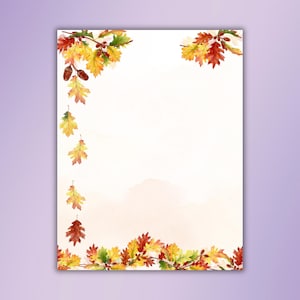Autumn Printable Stationery,fall Leaves Digital Letter,stationary ...