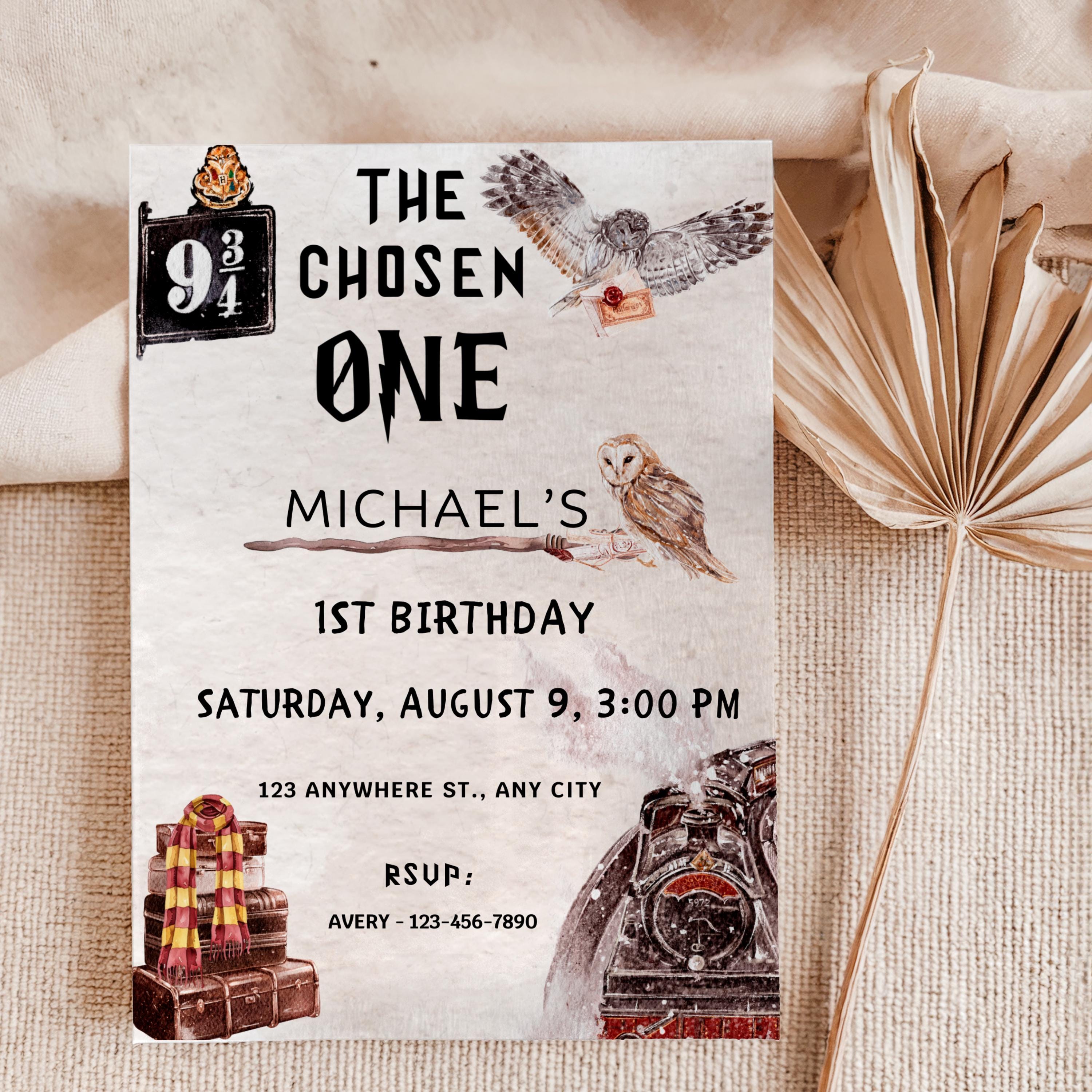 Editable the Chosen One Invitation-wizard,magic School Wizardry Theme ...