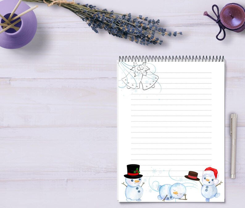 Snowman Printable Stationery,christmas Printable Stationery,holiday ...