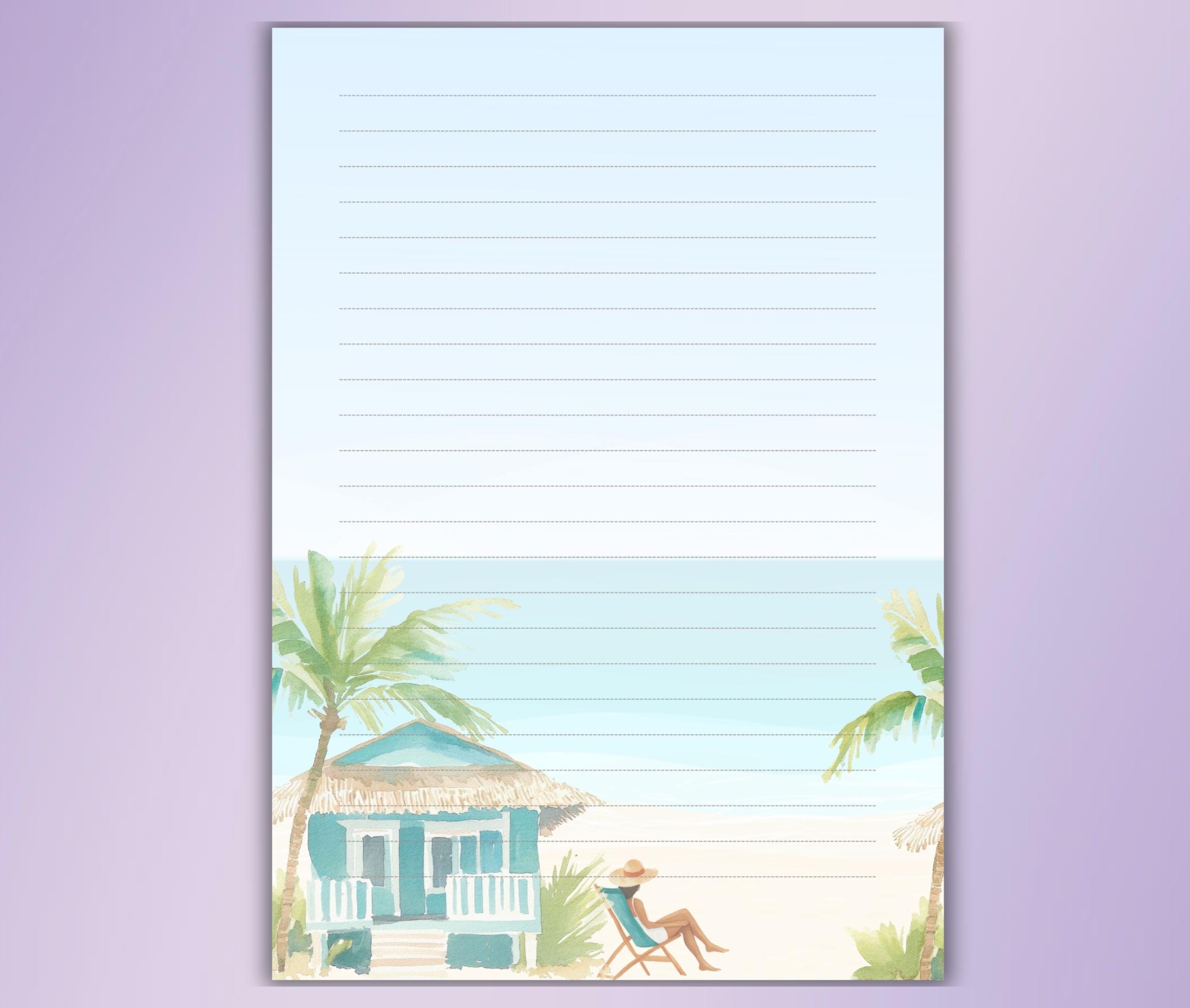 House on the Beach Stationery Set-ocean Writing Paper Unlined Lined A4 ...