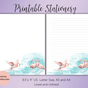 Flamingo Printable Stationery-birds Stationary-tropical Notepad ...