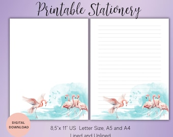Flamingo Letter Writing Paper A5 Stationery Lined/unlined Penpal ...