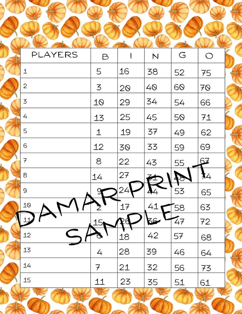 Autumn Fall Printable Bingo Boards Bundle-bingo Boards 1-15 Lines ...