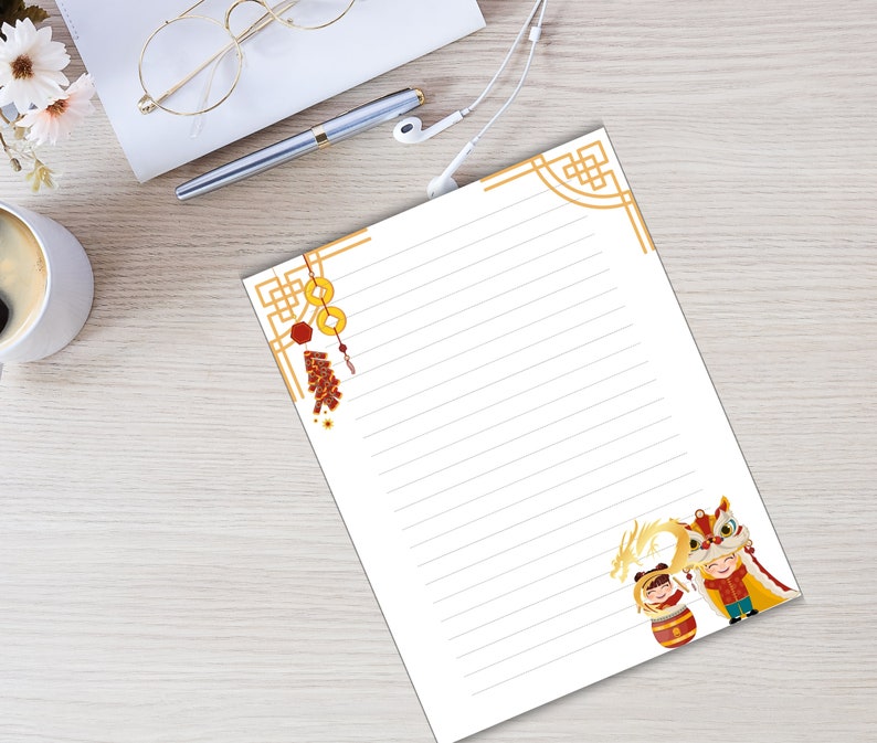 Chinese New Year Printable Stationery-cute Notepaper-dragon Writing ...