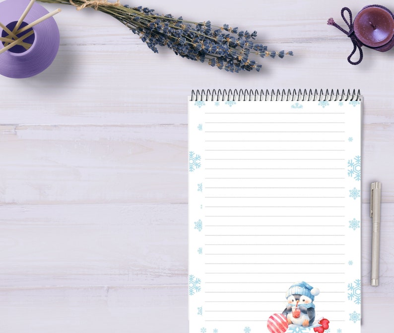 Penguin Cute Christmas Printable Stationery-winter Stationary-animal ...