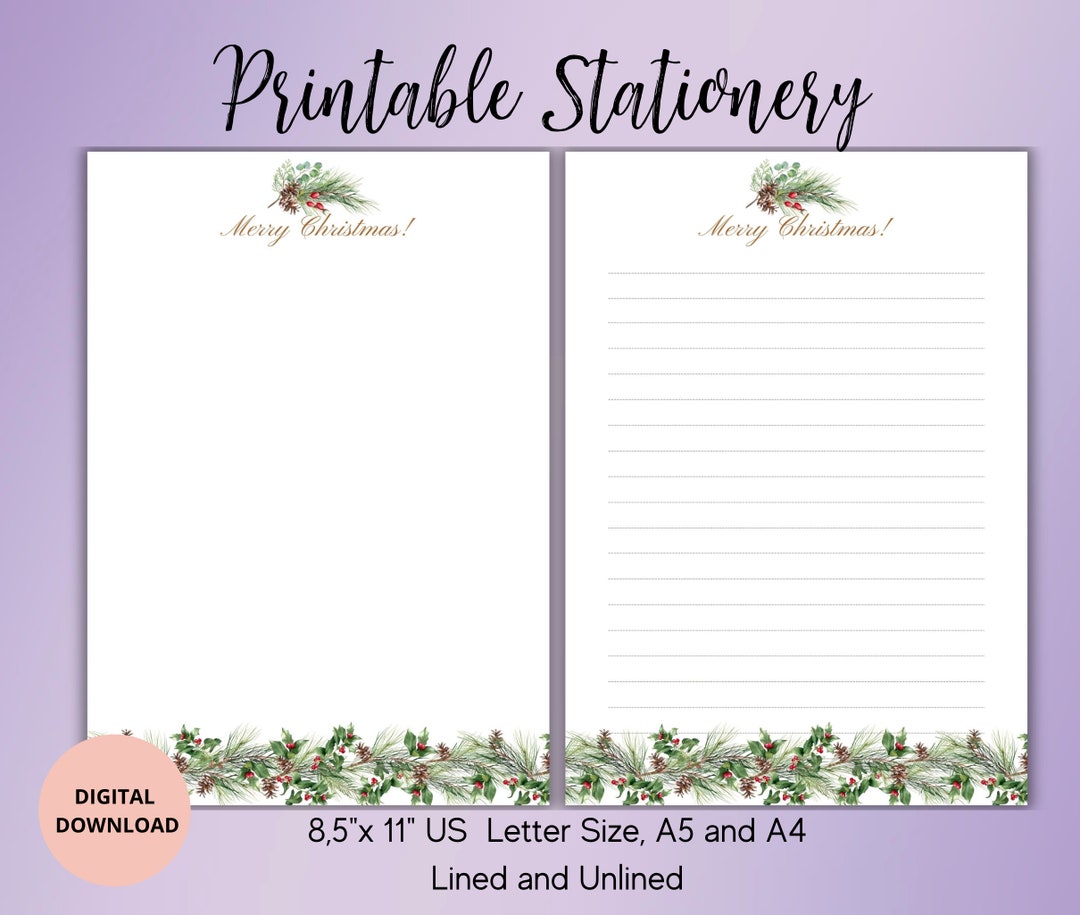 Merry Christmas Stationary-holiday Templates-printable Letter Writing ...
