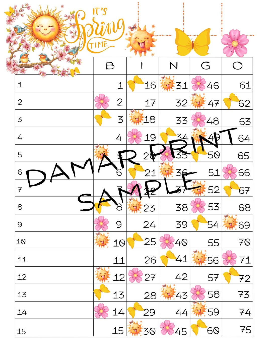 It's Spring Time Printable Bingo Boards-instant Download -spring Bingo ...