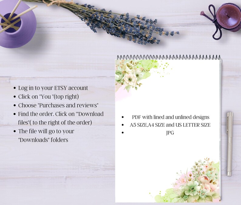 Watercolor Flower Writing Paper Unlined Lined A4/A5/US Letter-printable ...