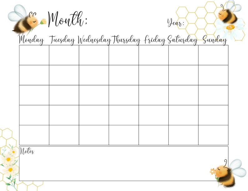 Monthly Planner-editable Printable Monthly Calendar-landscape Monthly ...