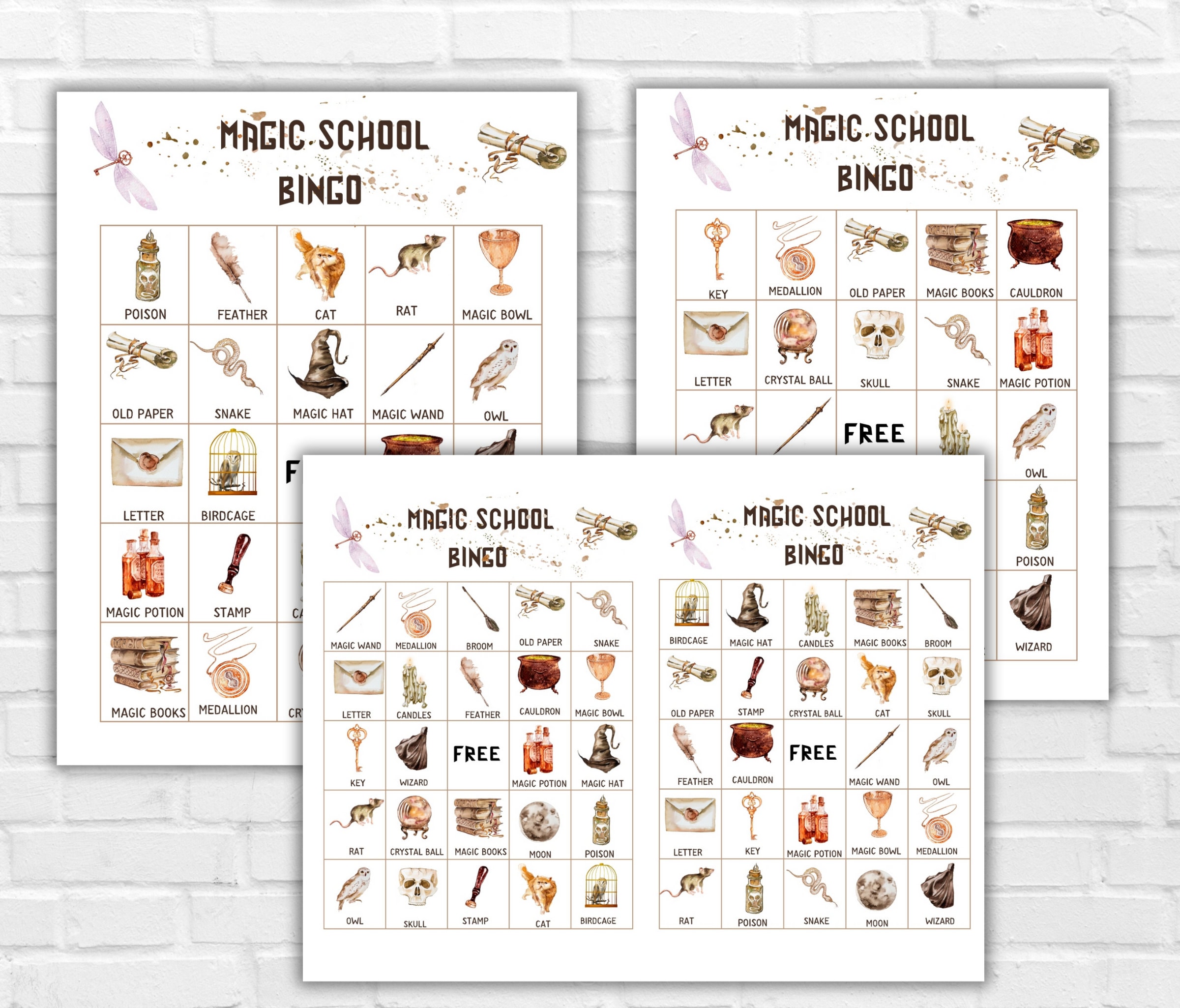 Wizard Bingo Printable 30 Unique Bingo Cards-birthday Activity for Kids ...