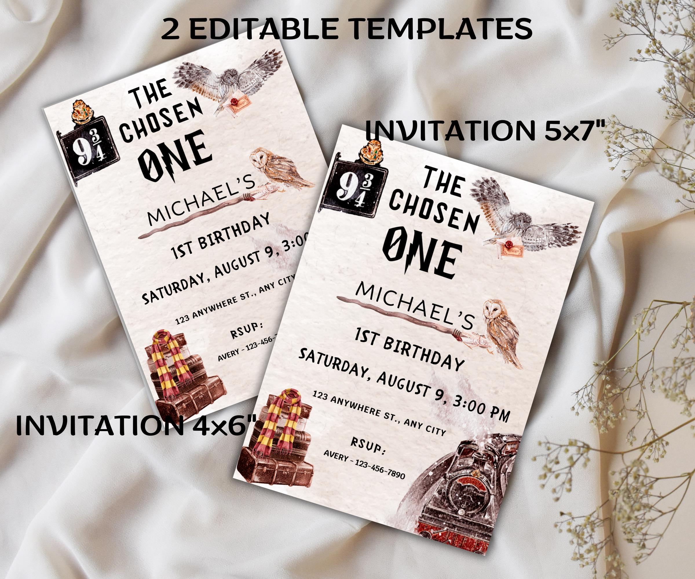 Editable the Chosen One Invitation-wizard,magic School Wizardry Theme ...